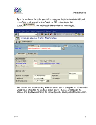 Internal Orders Detailed config | PDF