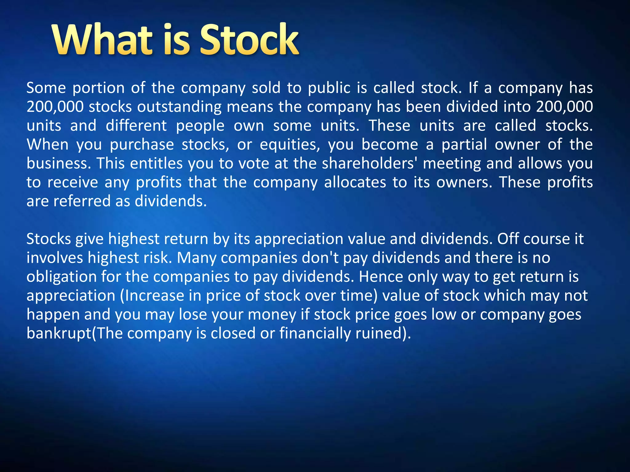 Index | PPTX | Stocks and Bonds | Personal Investing