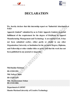 Textile Internship Report (Part-1) | DOCX