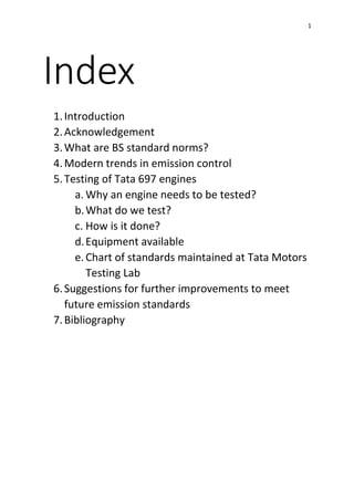 Study of Engine Testing Lab and Engine Testing of TATA 697 series ...