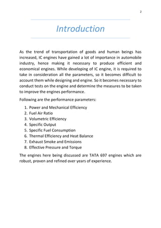 Study of Engine Testing Lab and Engine Testing of TATA 697 series ...