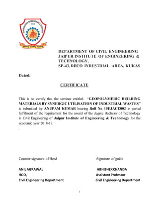 Index page of GEOPOLYMERIC BUILDING MATERIALS BY SYNERGIC UTILISATION ...