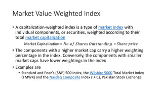 Averages and Index in Finance (Price, Market value and Equally Weighted ...