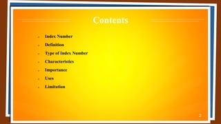 Index Number *a statistical tool that measures changes in a group of ...