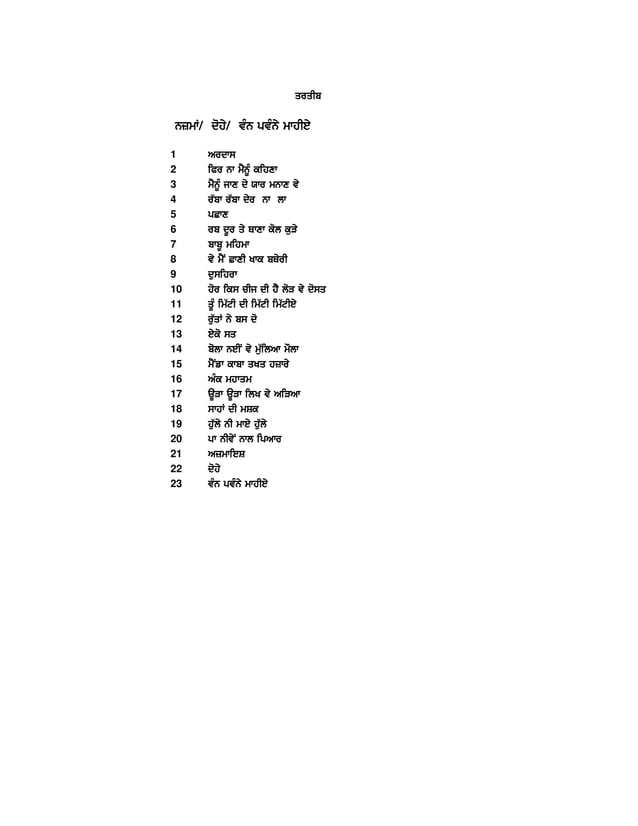 Sada Index punjabi gazals | PDF