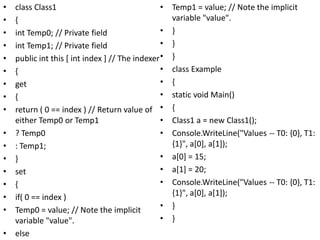 Indexers, Partial Class And Partial Method | PDF | Programming Languages | Computing