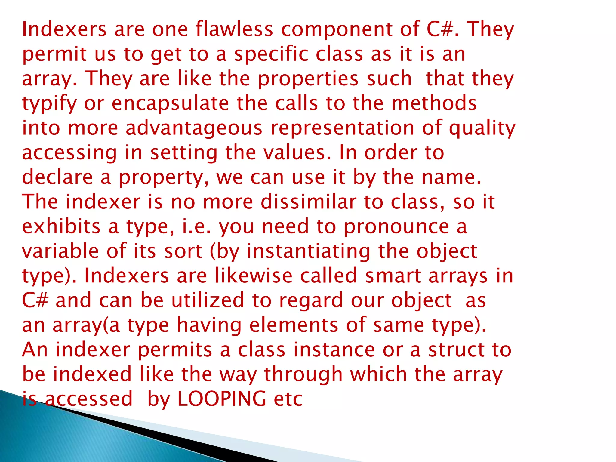 Indexers in C# | PPT