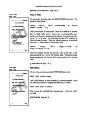 Indexes - INSTRUCTOR'S GUIDE | PDF