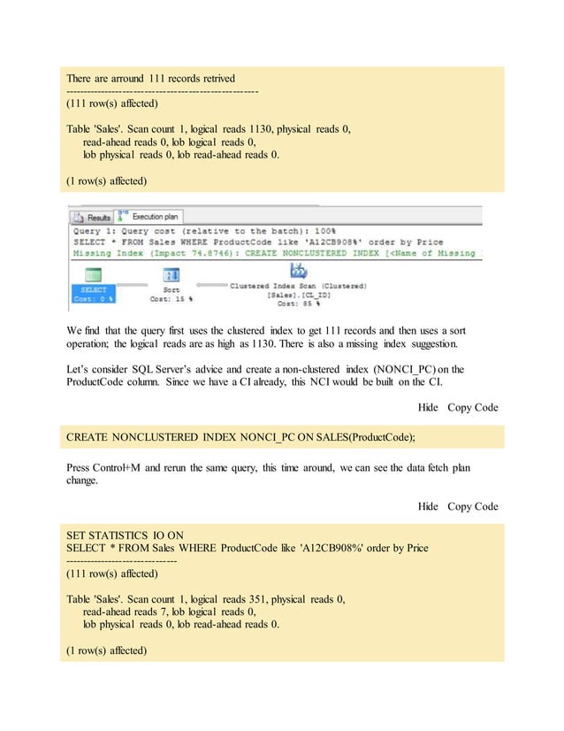 Indexes in ms sql server | PDF