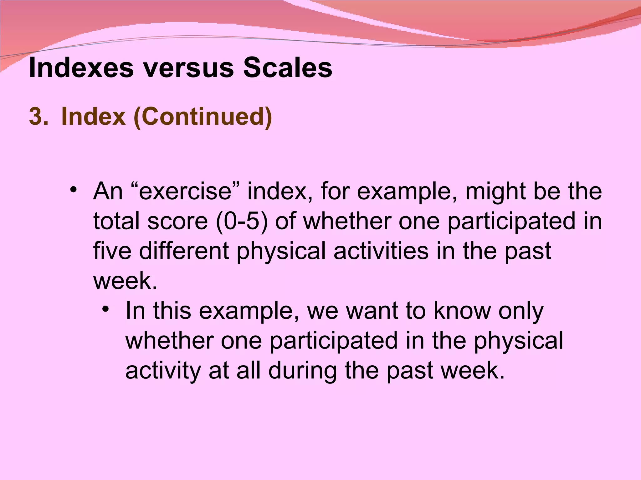 Indexes scales and typologies | PPT