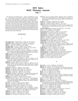 Index IEEE Photonics Journal volume 7 2015 | PDF