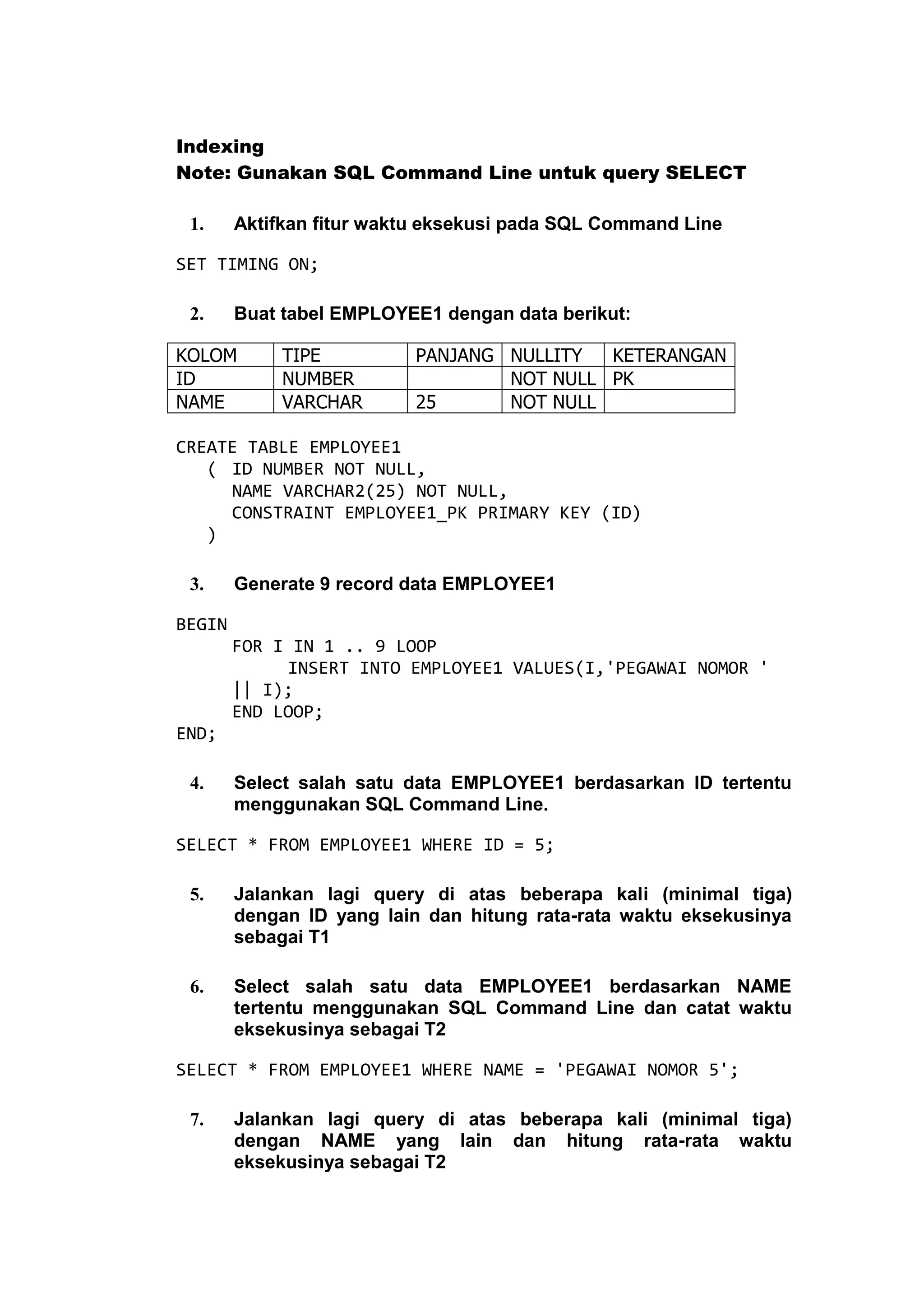 Materi Pemrograman SQL Indexing | PDF