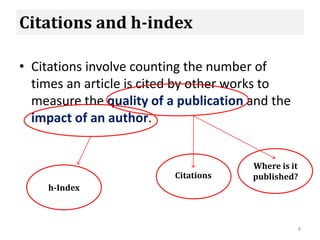 Indexing and Citations Metrics: your guide for prospective research | PPT