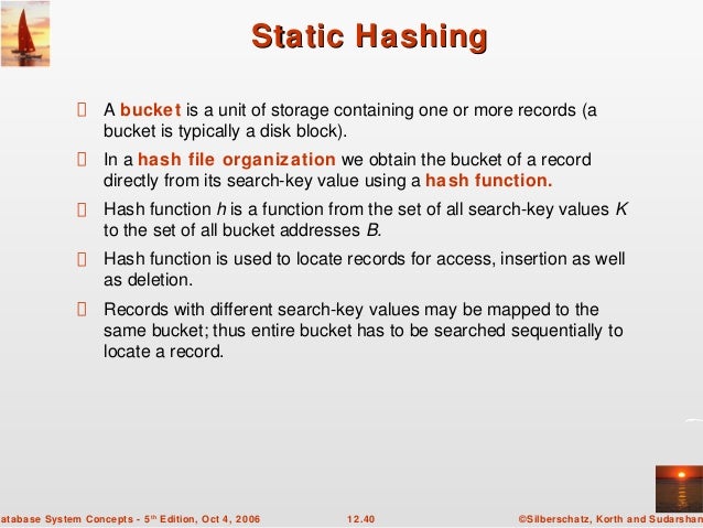 Indexing and hashing Indexing and hashing