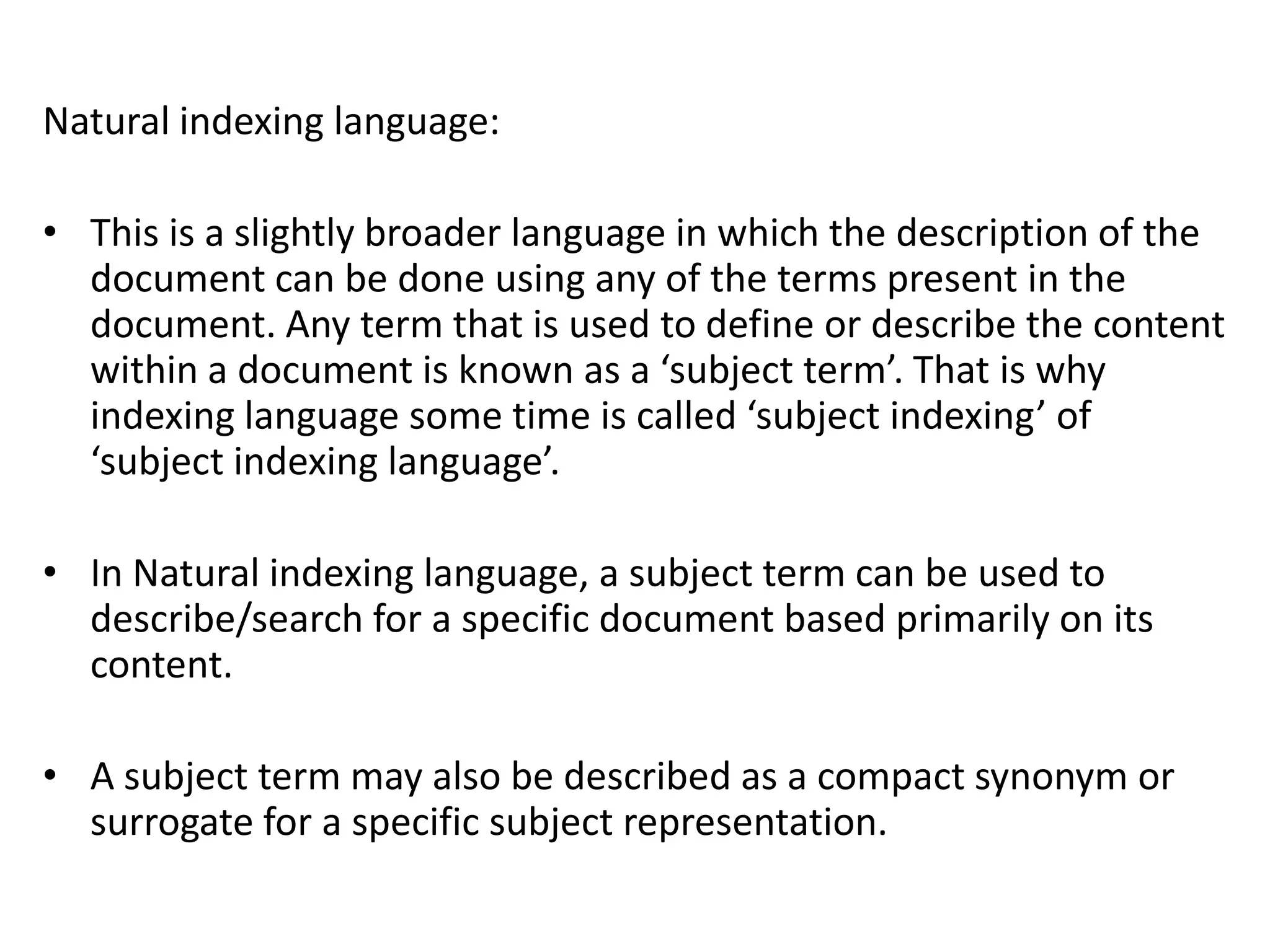 Indexing language concept types and characteristics | PDF | Internet for Beginners | Internet