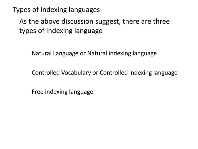 Indexing language concept types and characteristics | PDF | Internet for Beginners | Internet