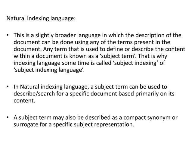 Indexing language concept types and characteristics | PDF | Internet for Beginners | Internet
