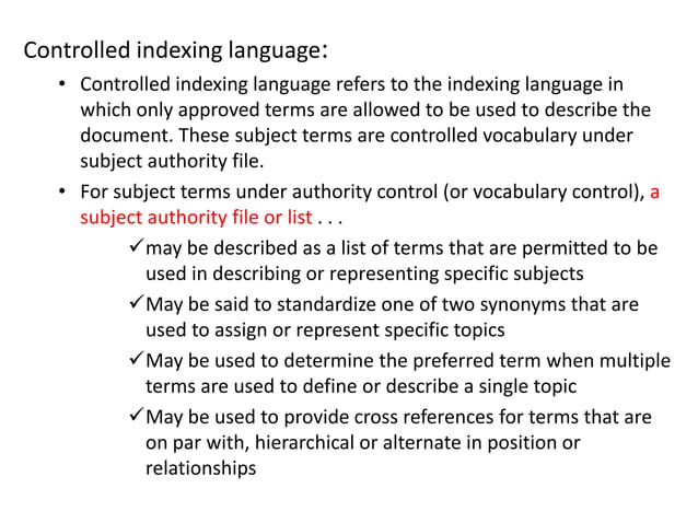 Indexing language concept types and characteristics | PDF | Internet ...