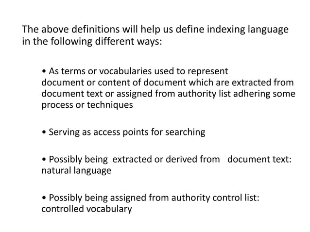 Indexing language concept types and characteristics | PDF | Internet ...