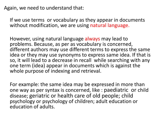 Indexing language concept types and characteristics | PDF | Internet for Beginners | Internet