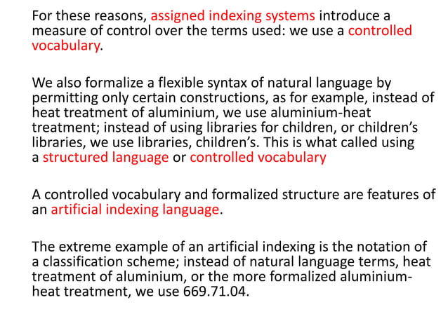 Indexing language concept types and characteristics | PDF | Internet for Beginners | Internet