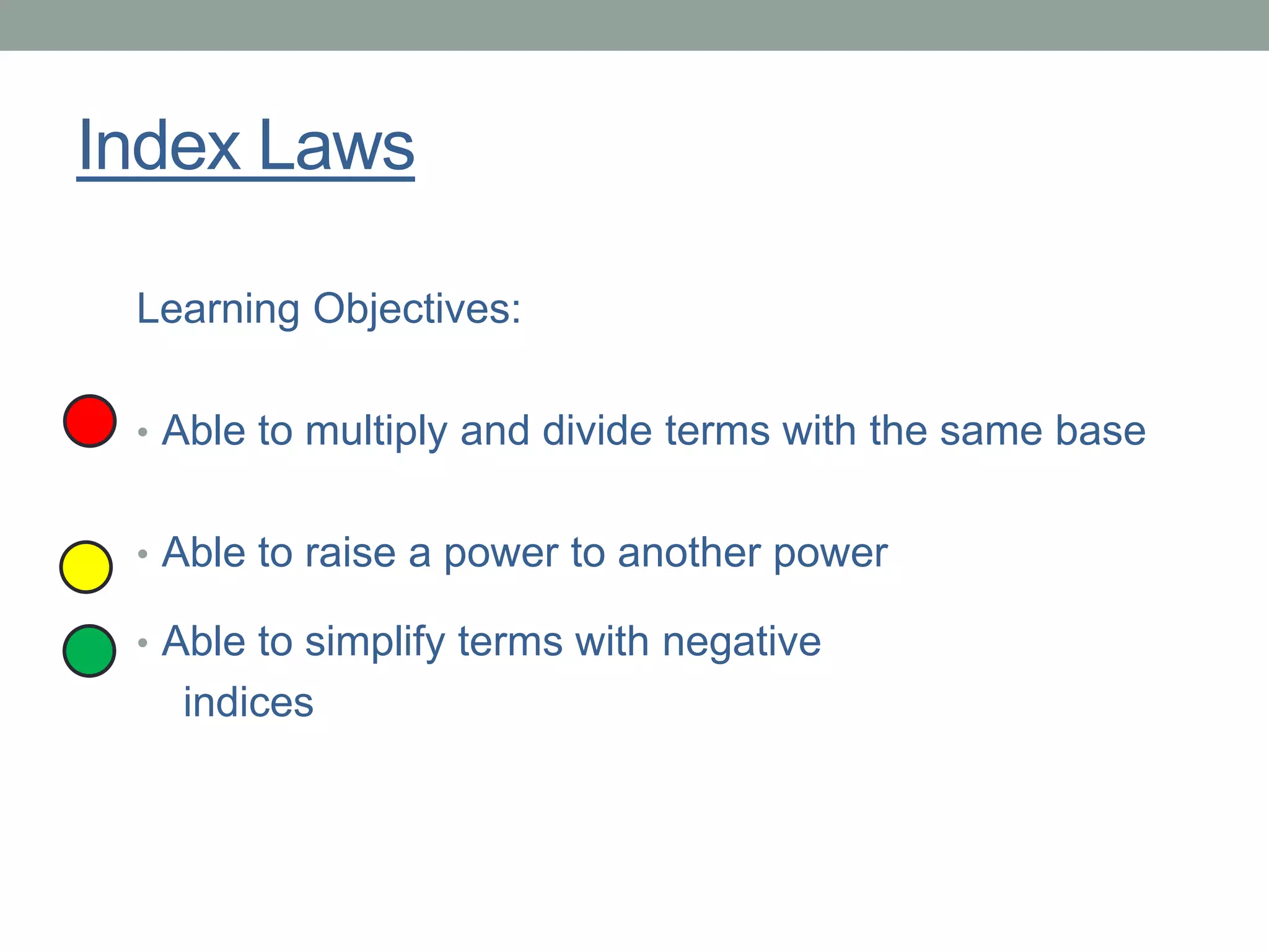 Index laws ppt | PPTX