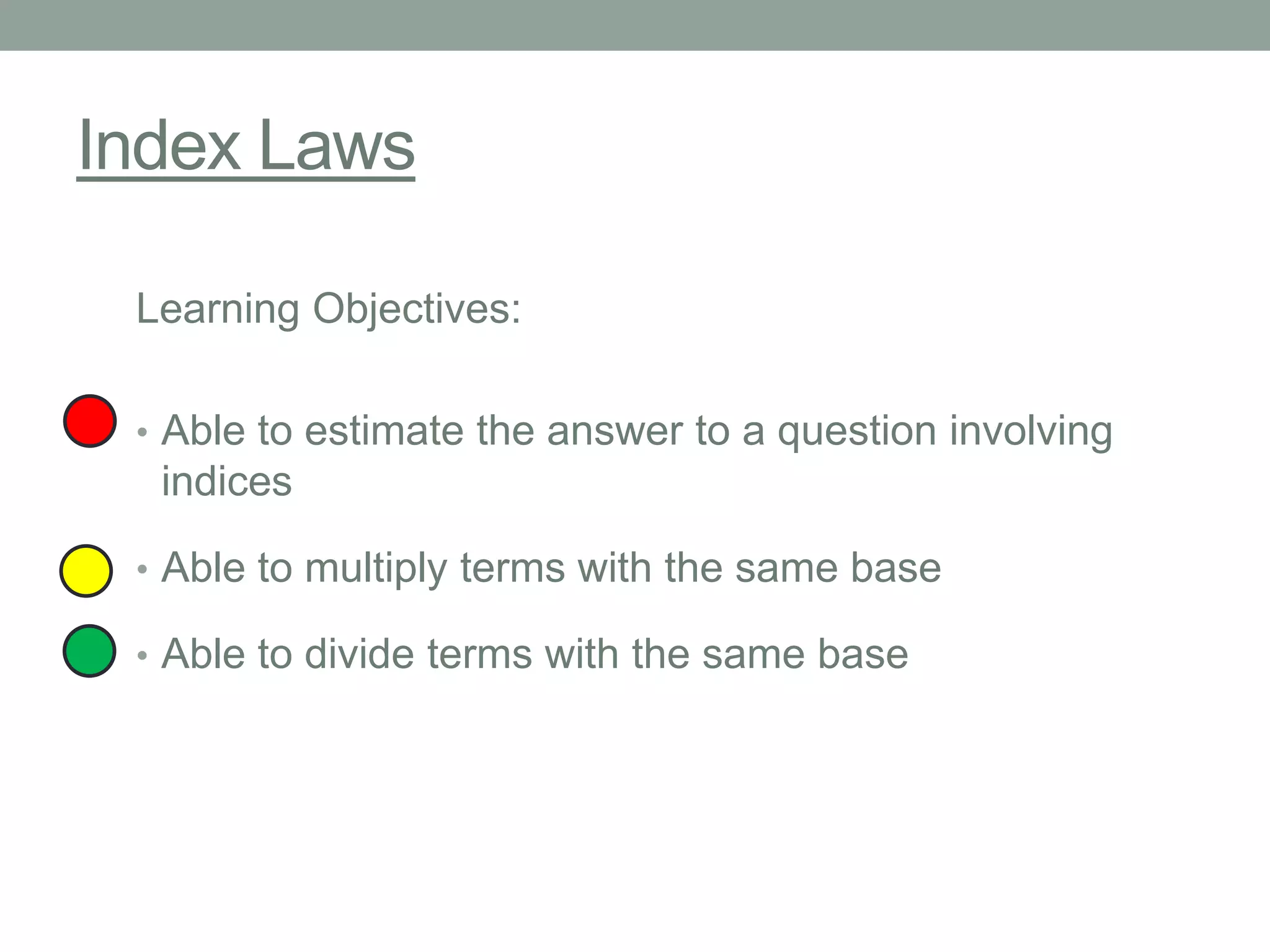 Index laws ppt | PPTX