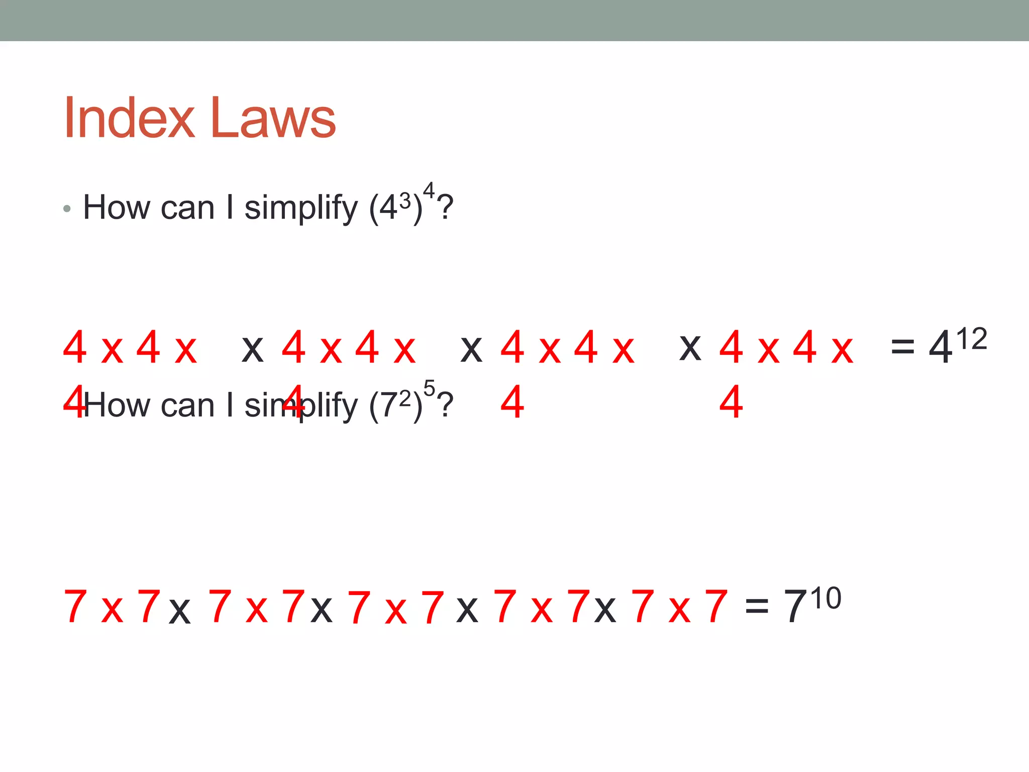 Index laws ppt | PPTX