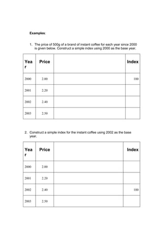 Index numbers | DOC | Stocks and Bonds | Personal Investing