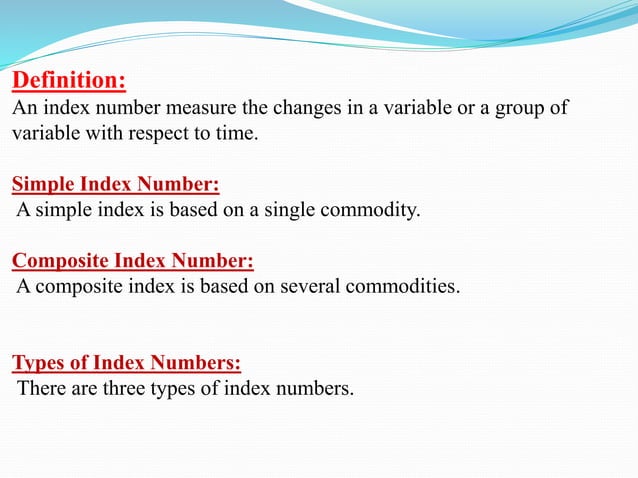 Index numbers( simple index number by fixed base method ) | PPTX