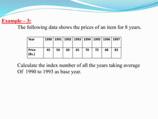 Index numbers( simple index number by fixed base method ) | PPTX