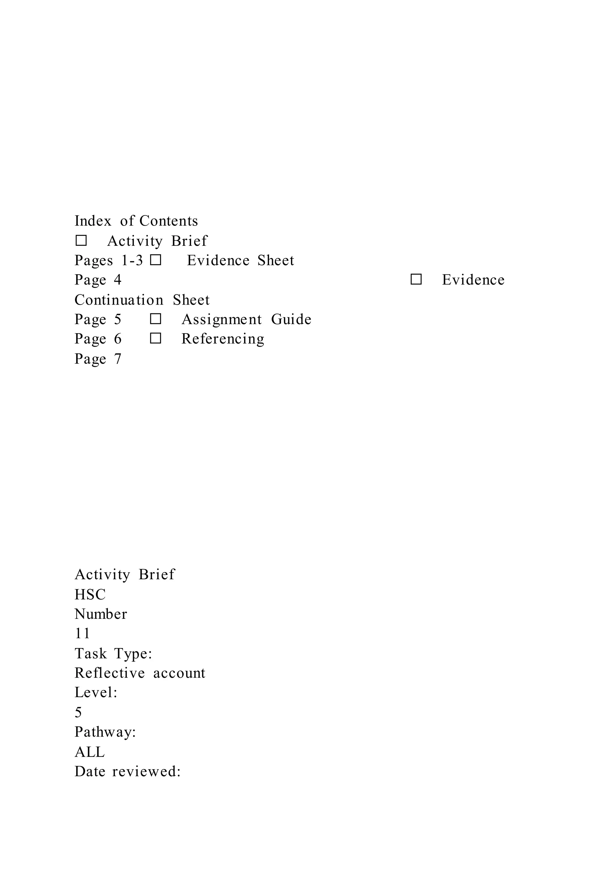 Index of Contents☐ Activity Brief | PDF