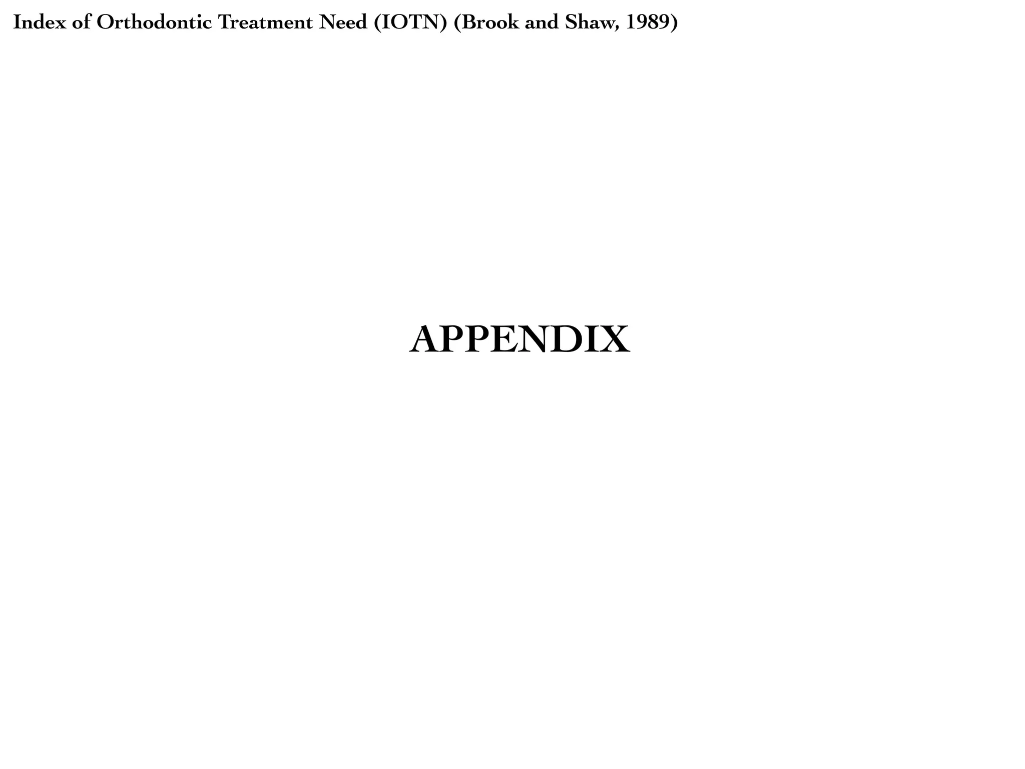 Index of Orthodontic Treatment Need (IOTN) | PDF