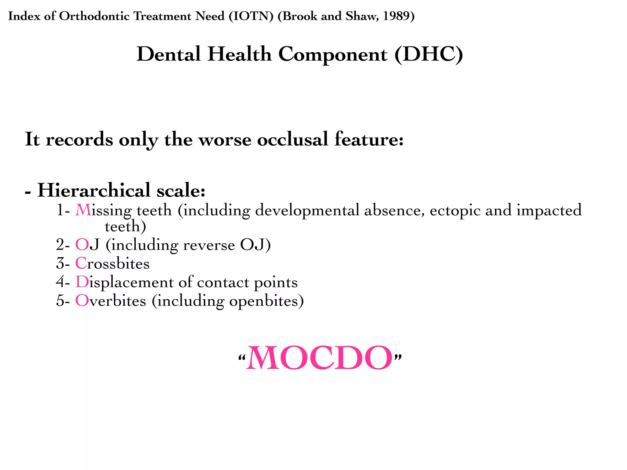 Index of Orthodontic Treatment Need (IOTN) | PDF