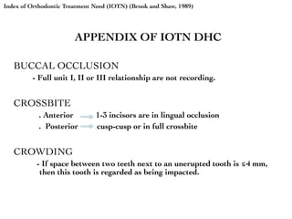 Index of Orthodontic Treatment Need (IOTN) | PDF