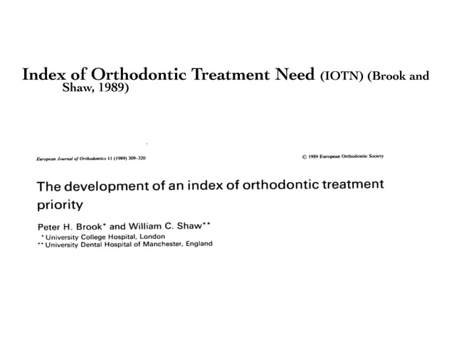 Index of Orthodontic Treatment Need (IOTN) | PDF
