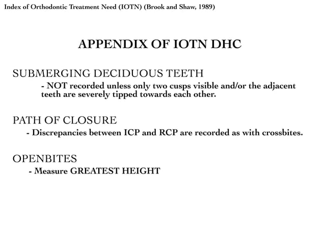 Index of Orthodontic Treatment Need (IOTN) | PDF