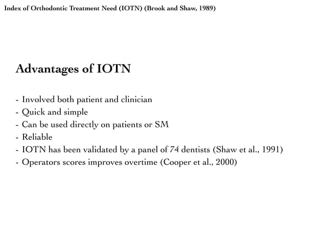 Index of Orthodontic Treatment Need (IOTN) | PDF