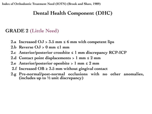 Index of Orthodontic Treatment Need (IOTN) | PDF
