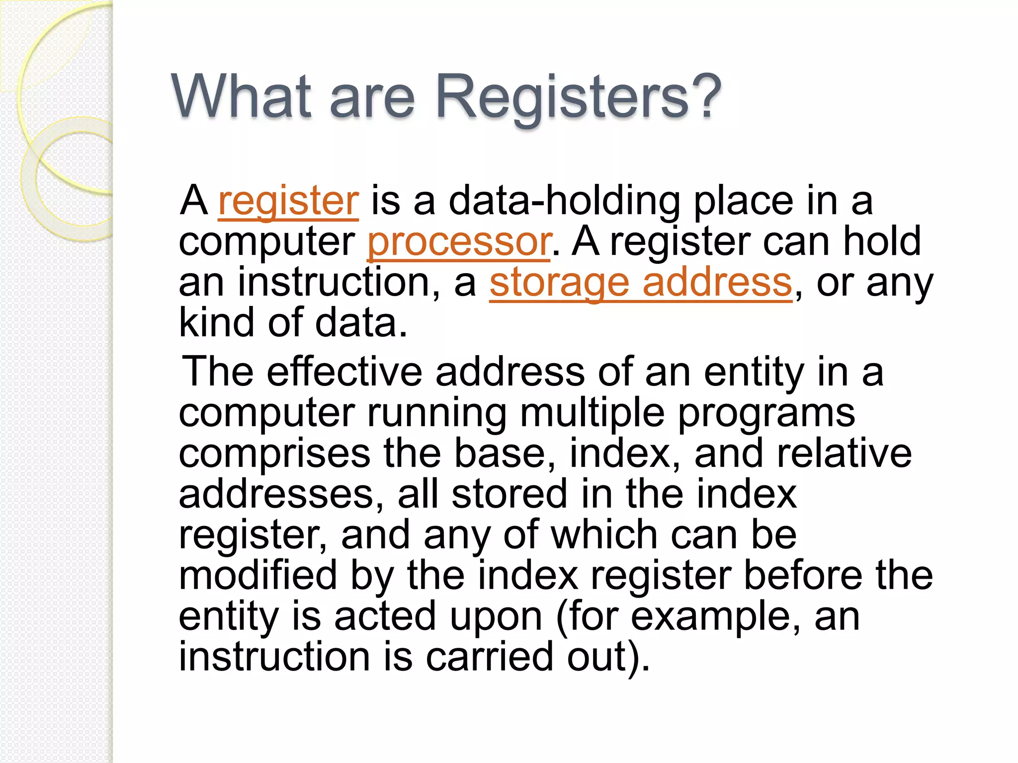 Index registers | PPTX