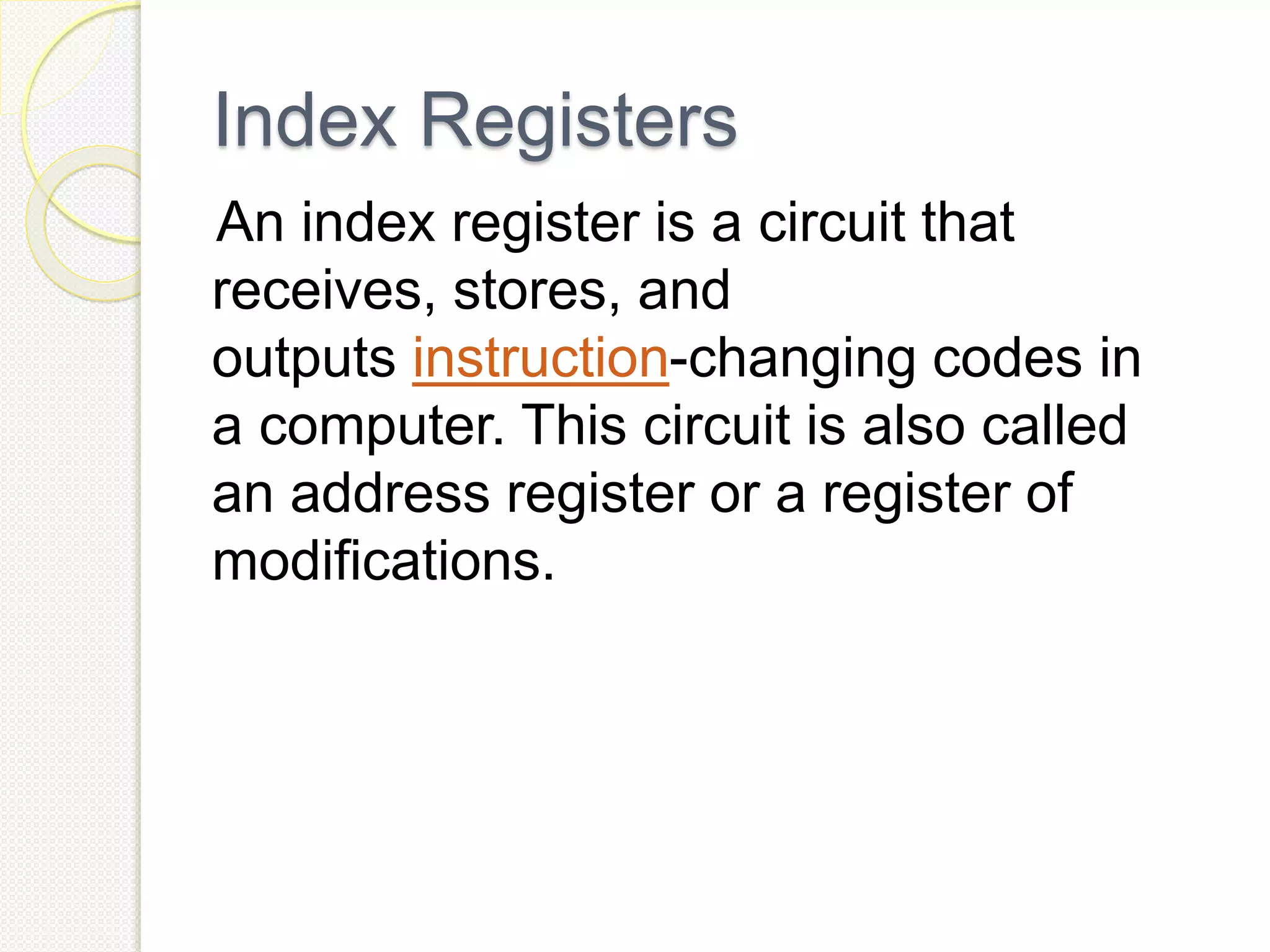 Index registers | PPT | Free Download