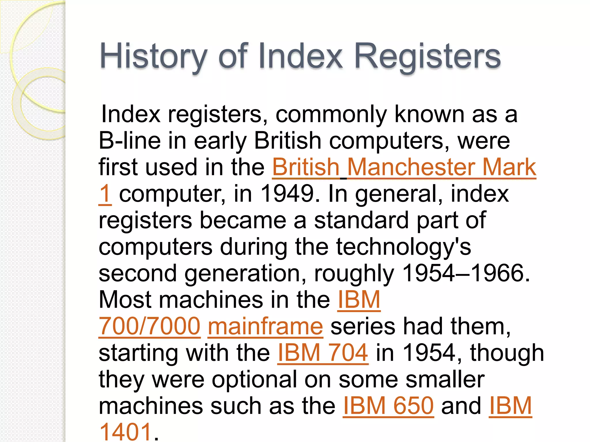 Index registers | PPTX