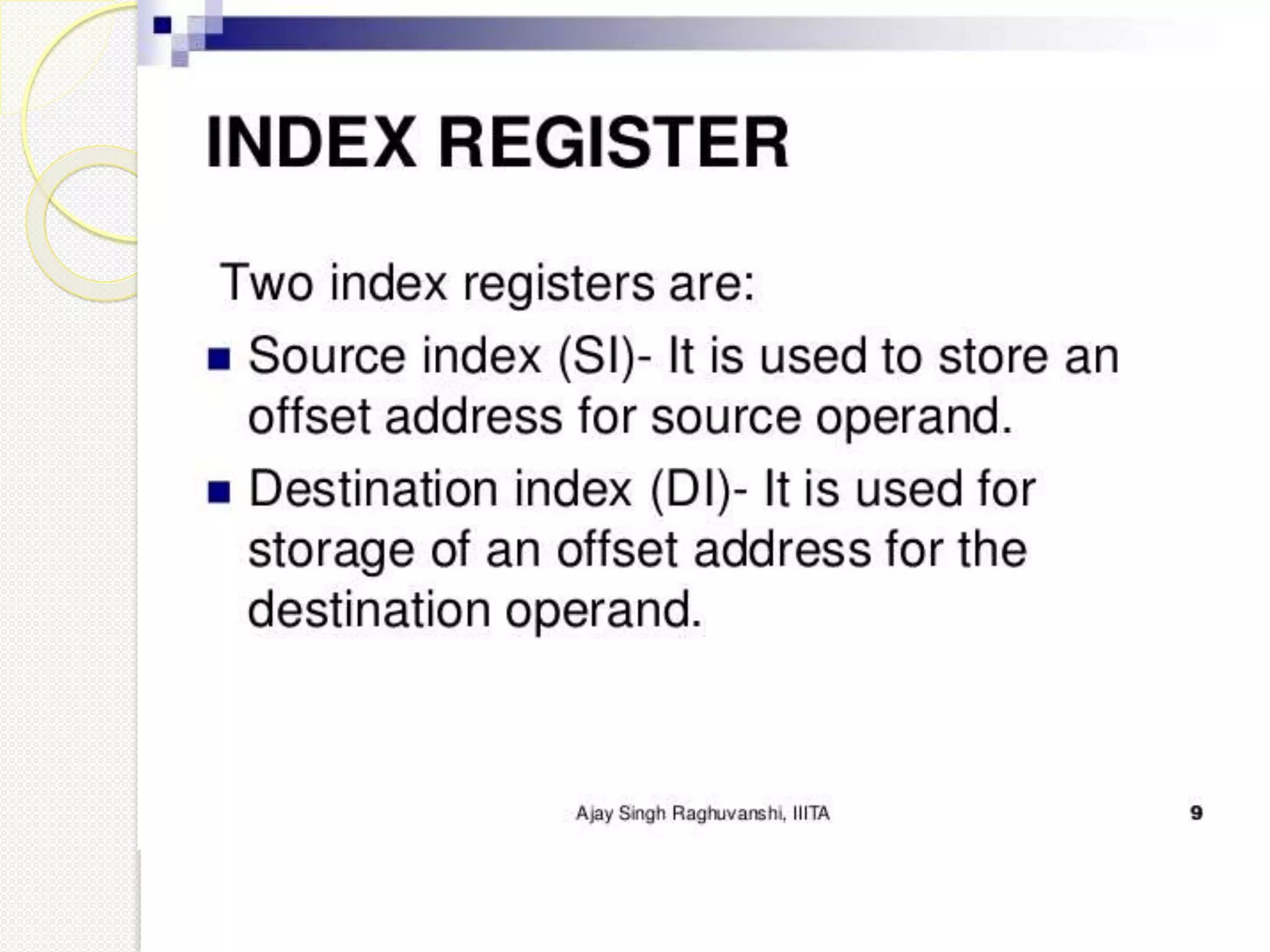 Index registers | PPTX
