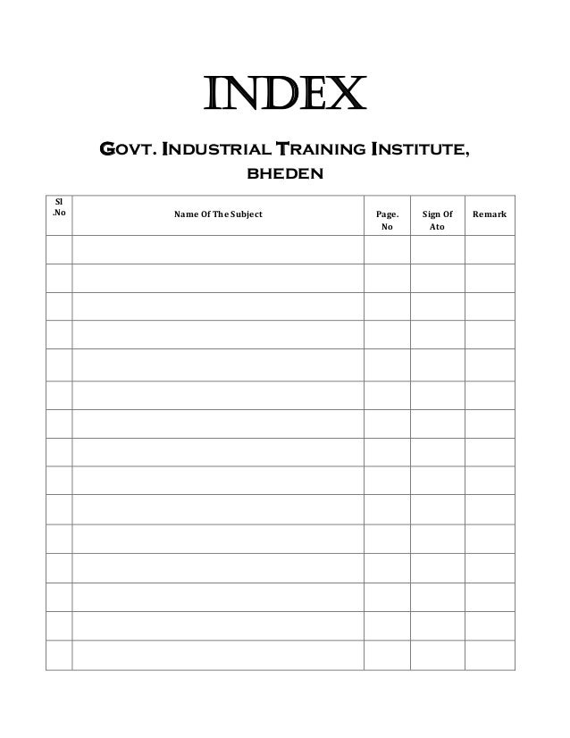 theory index for govt iti bheden