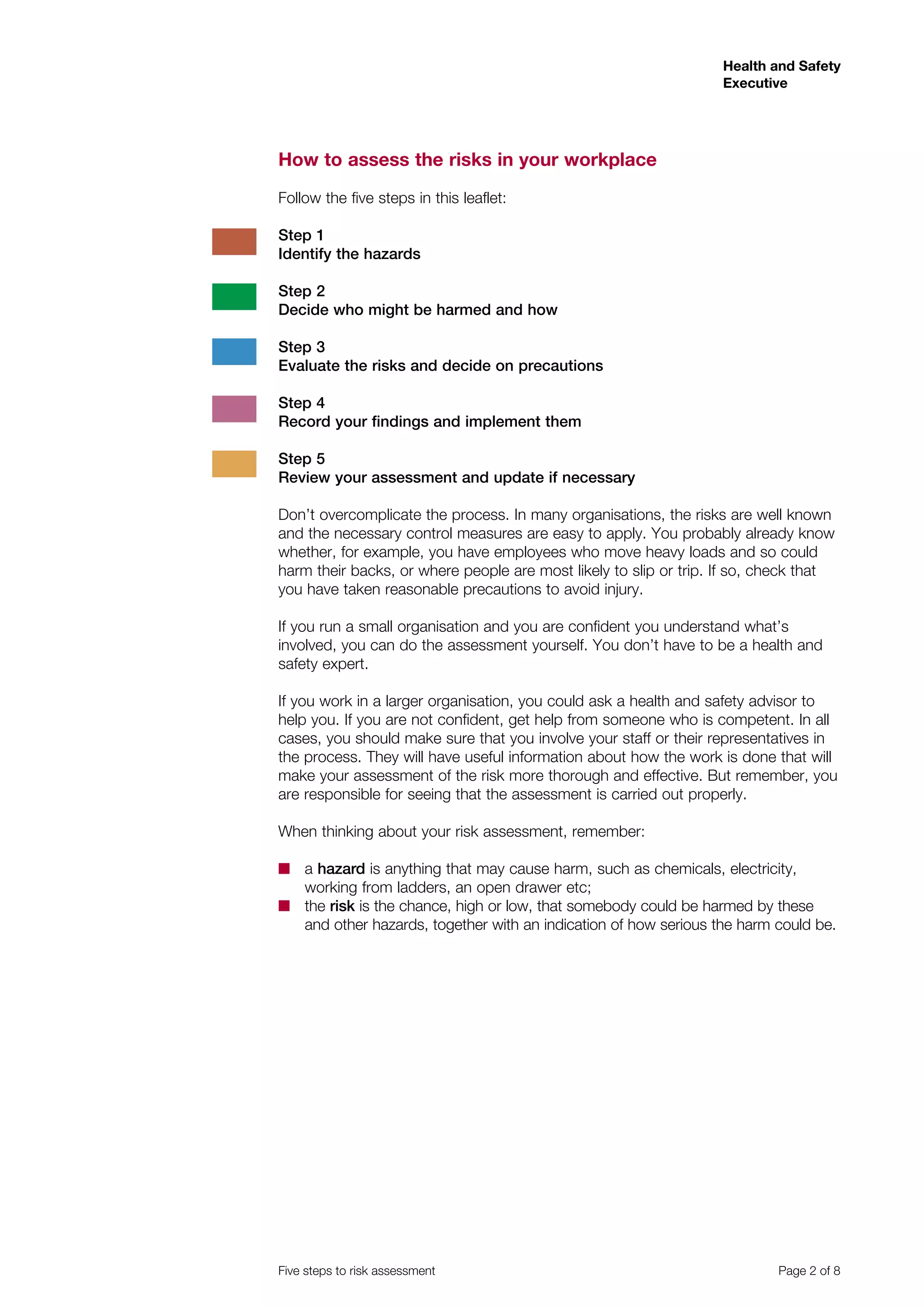 Indg163five steps to risk assessment | PDF