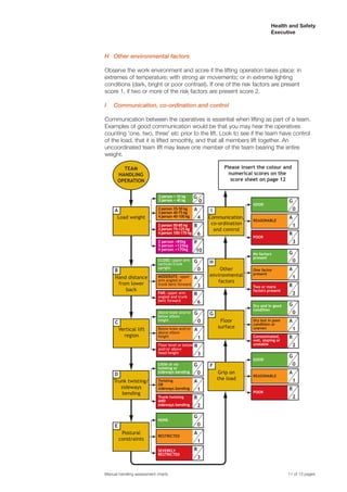 Manual Handling Assessment Charts - Indg383 | PDF