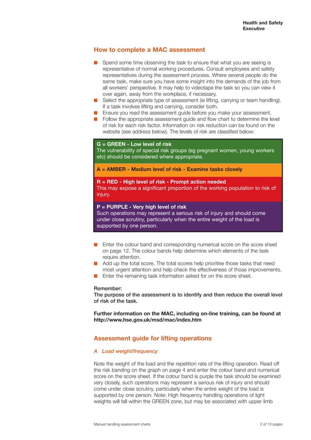 Manual Handling Assessment Charts - Indg383 | PDF | Resume Writing and ...