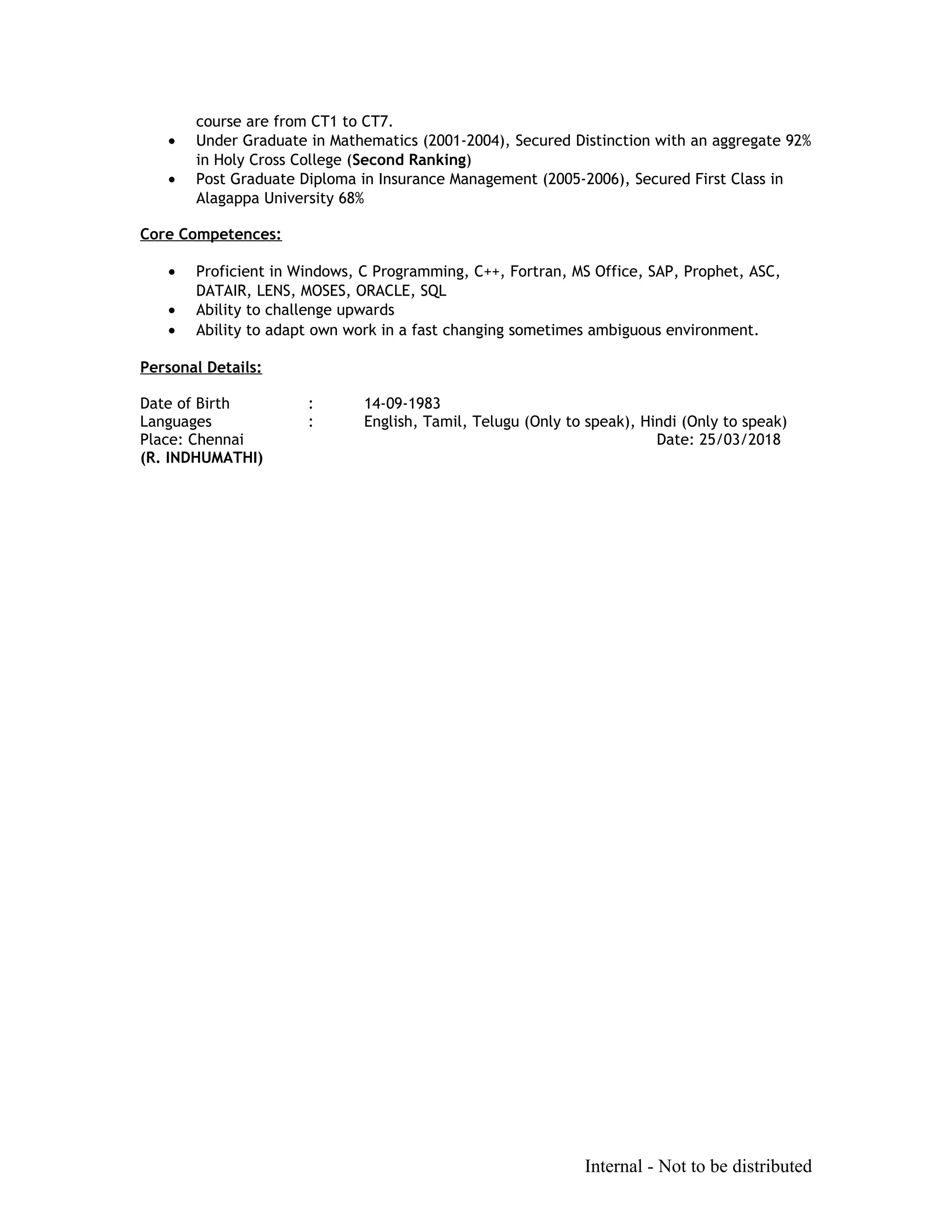 Indhu resume | PDF