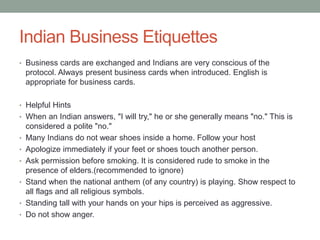 Indian Business Etiquettes and Its Culture. | PPTX