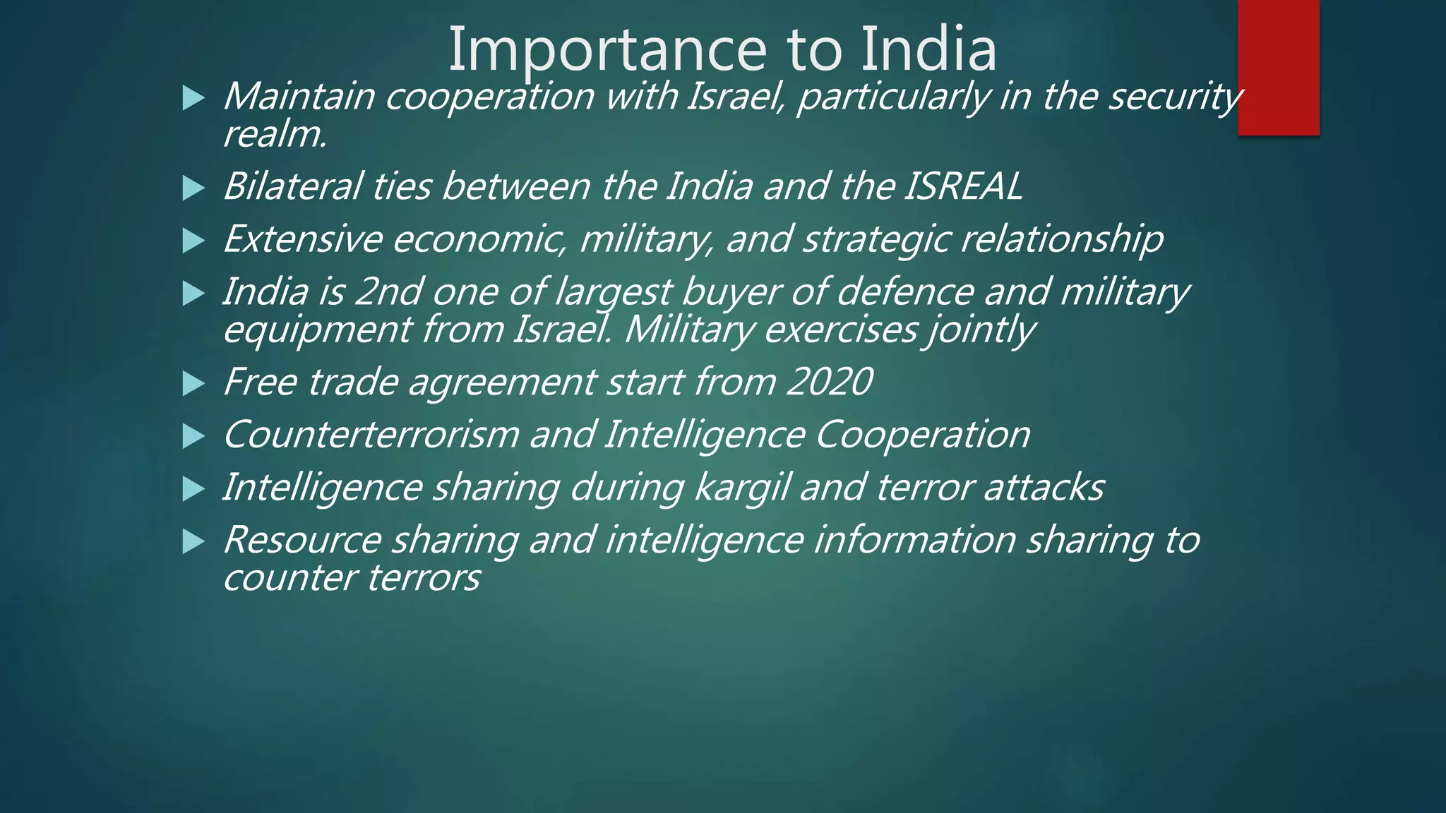 INDIA ISRAEL RELATIONSHIP AND IMPACT | PPTX